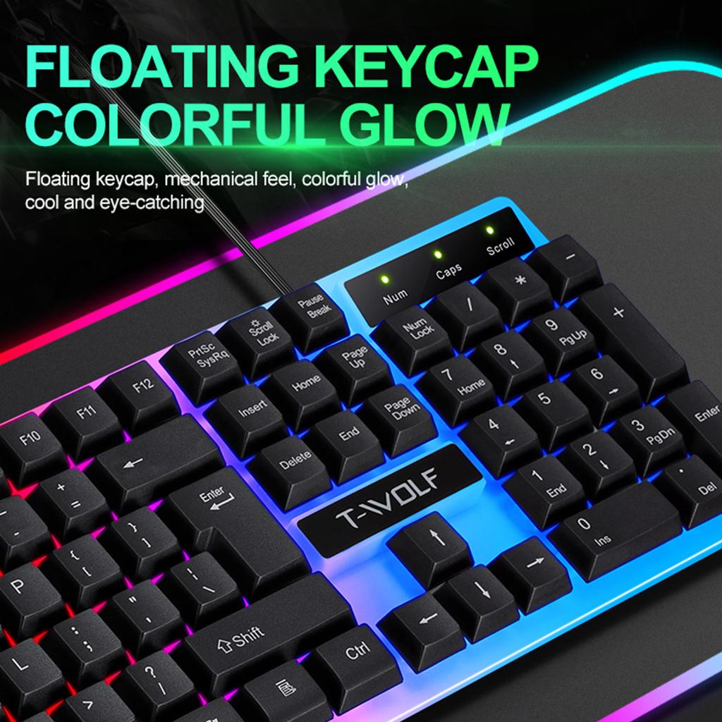 Buy TF230 Wired Gaming Keyboard and Mouse Sets Colorful LED Backlit USB ...