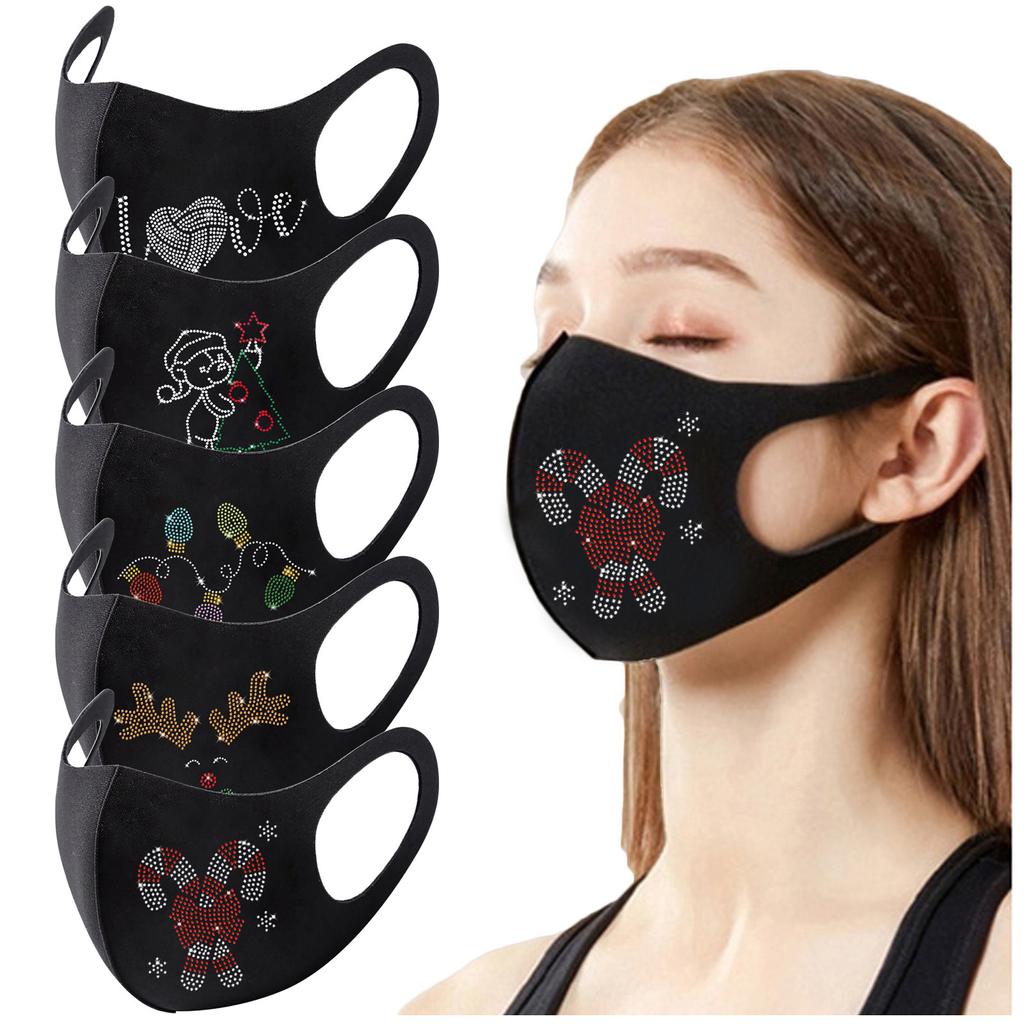 Buy 5PC Unisex Adult Winter Mask Rhinestone Warm Hair Ball Hanging Ear ...