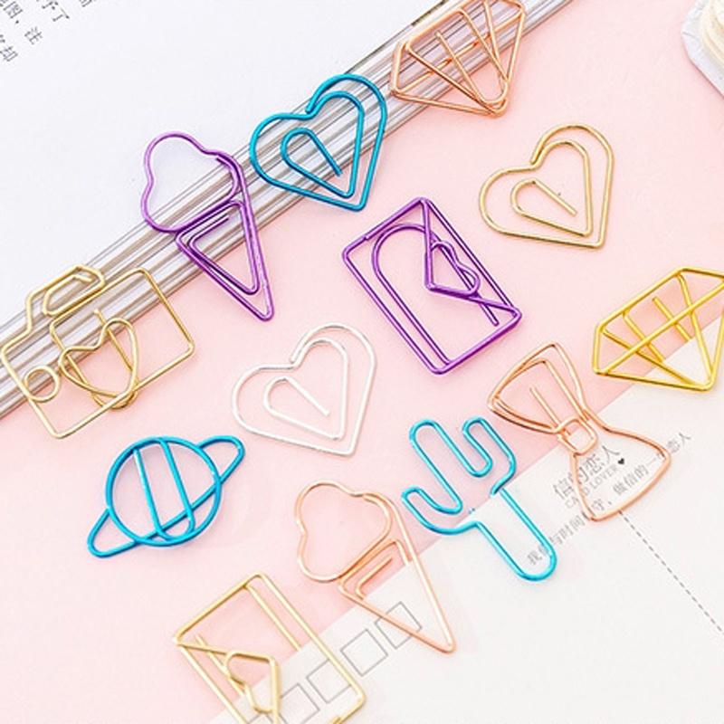 Buy 10Pcs Metal Bookmark Clip Diamonds Ice Cream Camera Binder Clips ...