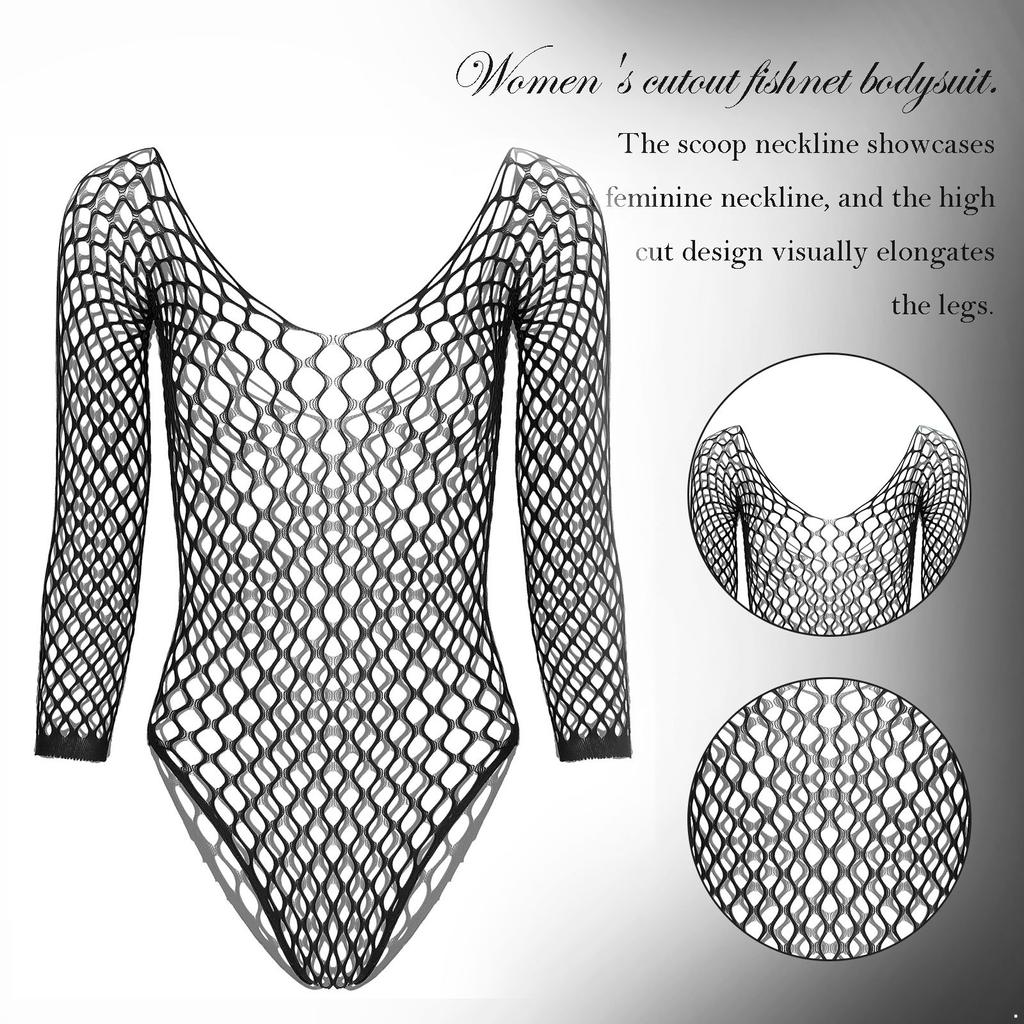 Buy Women Long Sleeve Tankini Swimwear Fishnet Cover Up Dress Stretchy ...