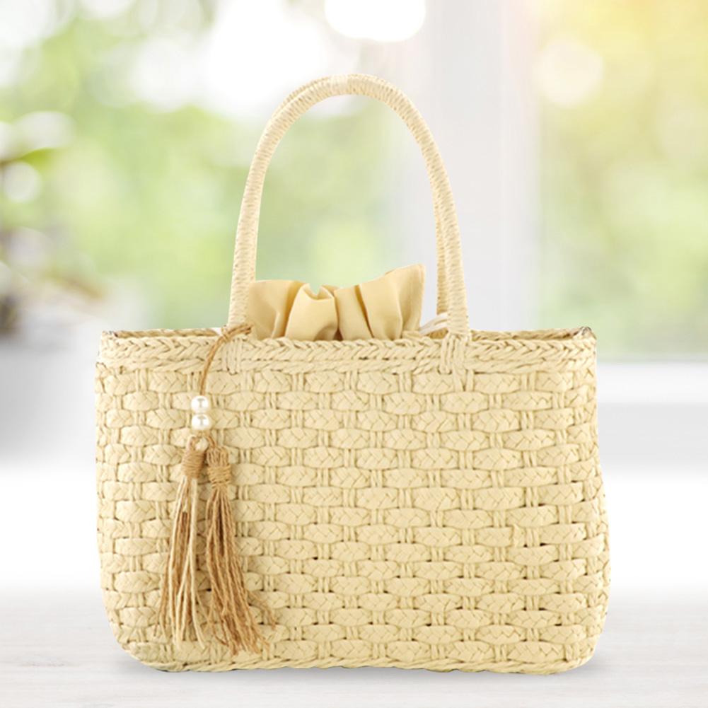 Cheap Fashion Women Woven Drawstring Shoulder Bags Summer Beach Large ...