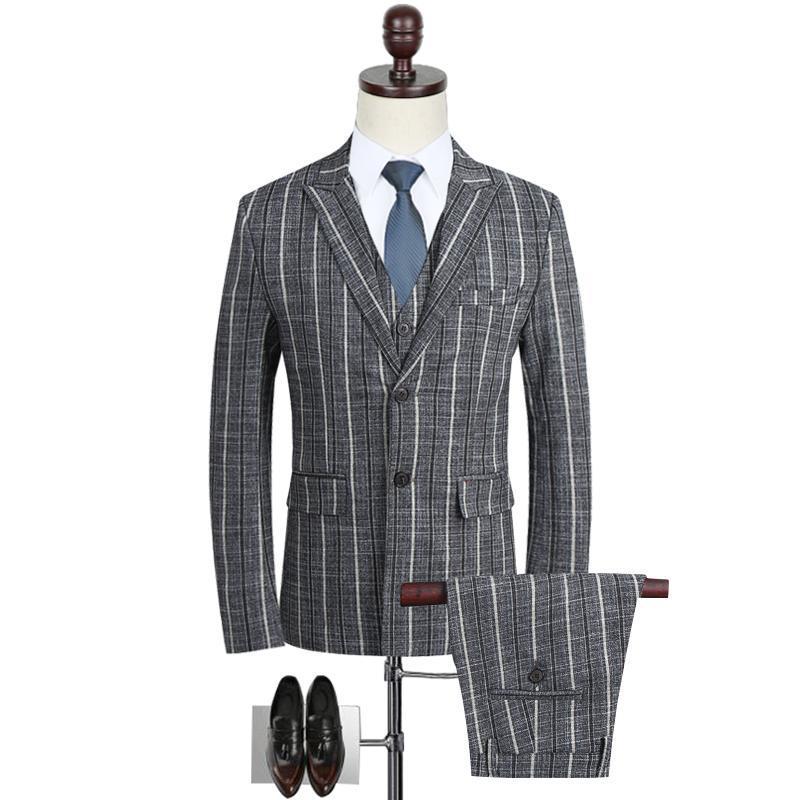 Fashion Mens Business Wedding Formal Back Split Suit Set Printed ...