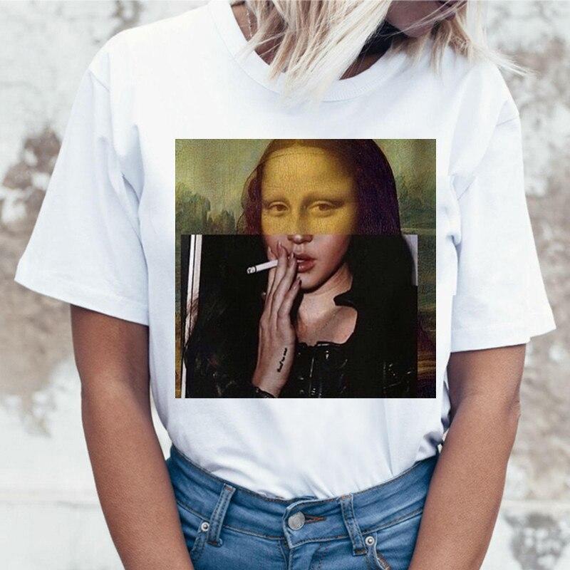 Buy Women Tshirt Streetwear Mona Lisa T Shirt Kawaii Funny Harajuku ...