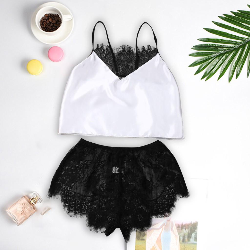 Buy Leather world Satin Silk Pajamas Bow Nightdress Lingerie Women ...