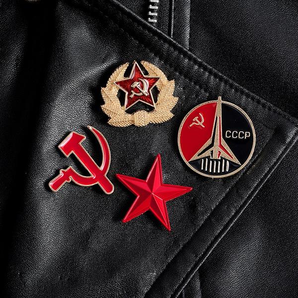 Buy Red Star Hammer Sickle Enamel Pin Retro USSR Symbol Brooch Soviet ...