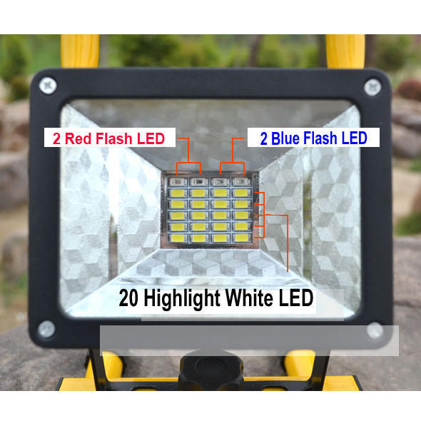 30W 24 LED Taşınabilir şarj edilebilir sel ışık Spot kamp balıkçılık ...