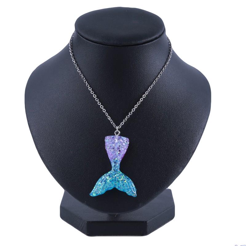 Buy Fairy Tale Necklace Mermaid Fish Tail Shape Pendant Chain Necklace ...
