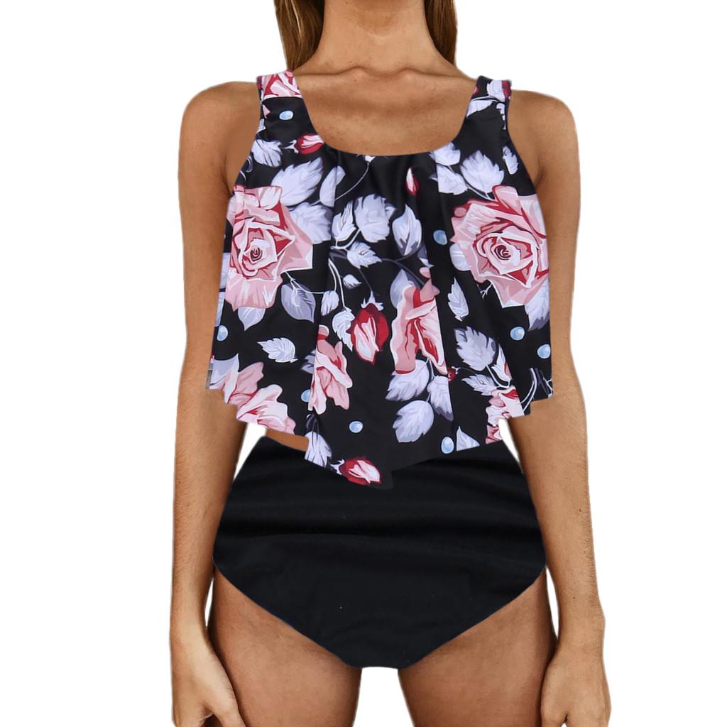 Buy Women Two Pieces Top Ruffled With High Waisted Bottom Bikini ...