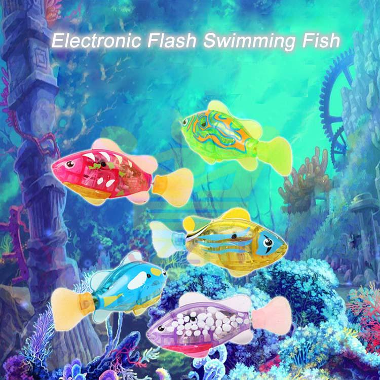 Buy Flash Swimming Electronic Fish Pet Bath Battery Powered Swim ...