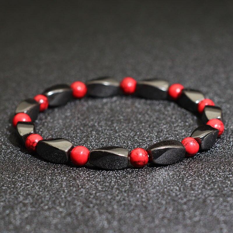 Buy Irregular Natural Hematite Beaded Bracelet 6mm Round Blue ...