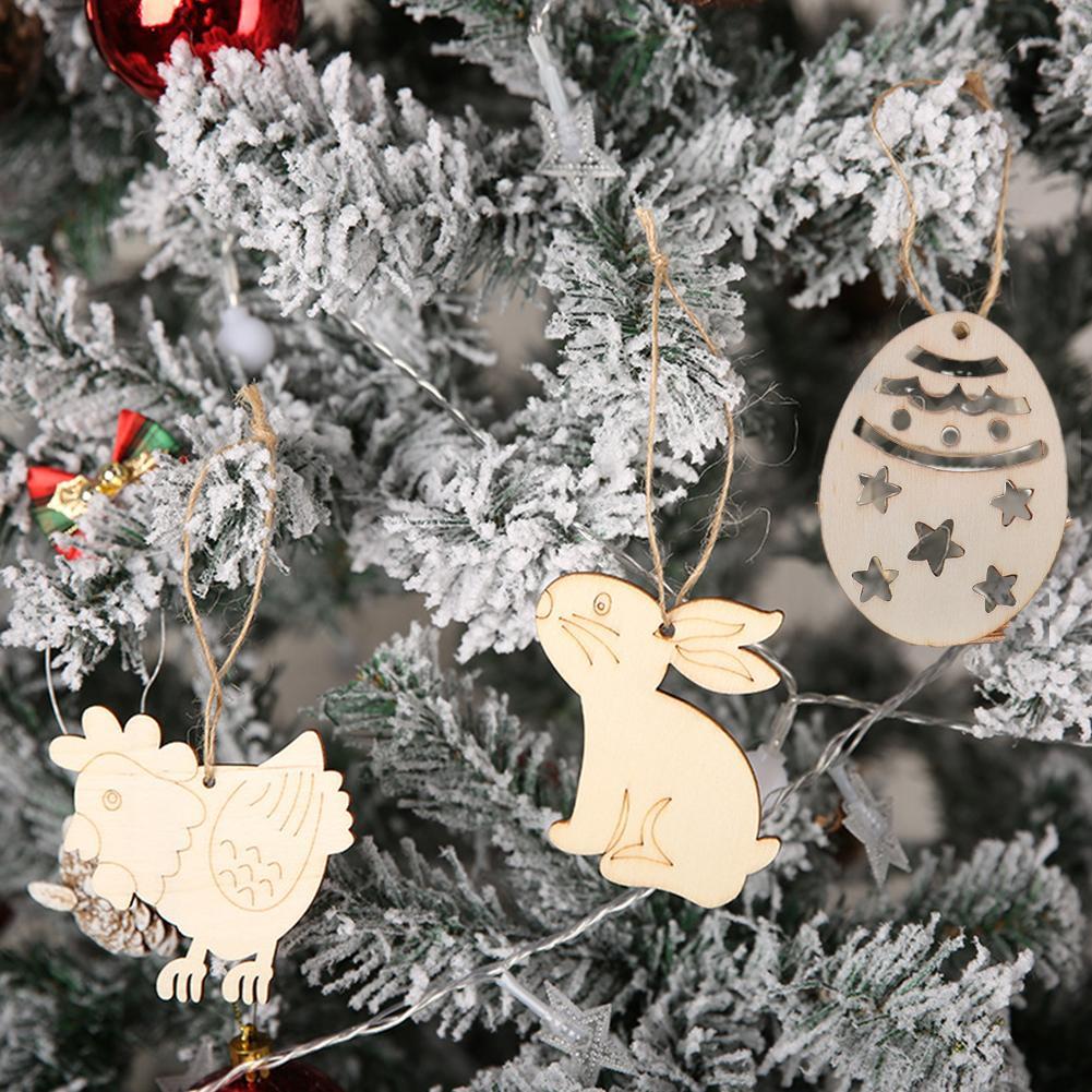 Buy Easter Decor Wooden Easter Bunny Eggs Chick Pendant 2022 Decor US Easter Party P0C2 at ...