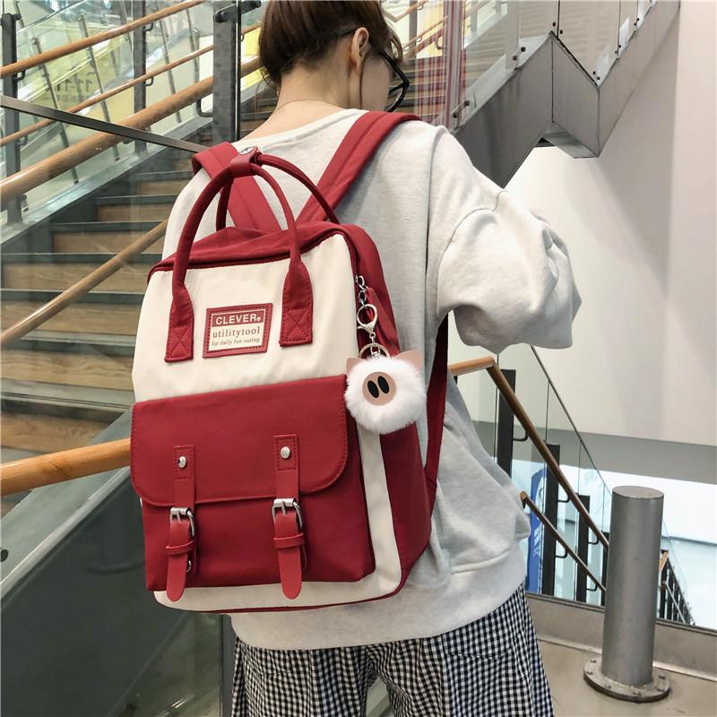 Buy Nylon Waterproof Preppy Style Women's Backpack Candy Color School ...