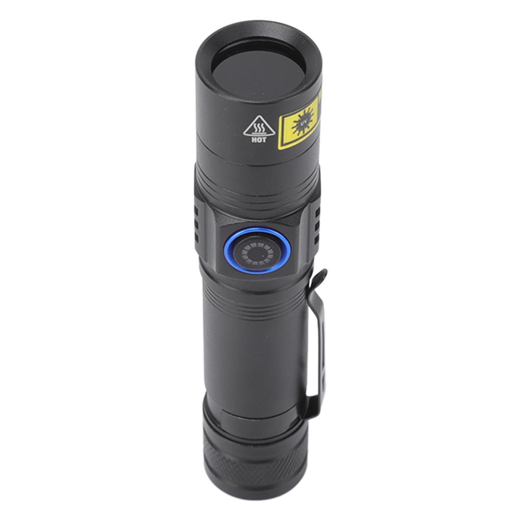 LED UV Black Light Flashlight 365nm Rechargeable Energy Saving Portable ...