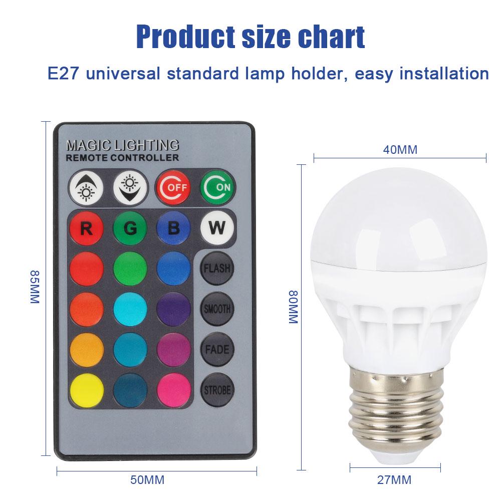 3W RGB Changeable LED Bulb Lamp 7 Color RGB LED Light Party Bulb 24 key ...