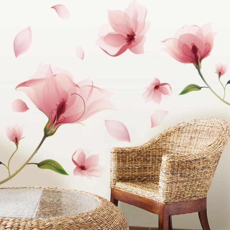 Buy Diy Pink Flower Petal Wall Sticker Decal Art Poster Living Bedroom ...