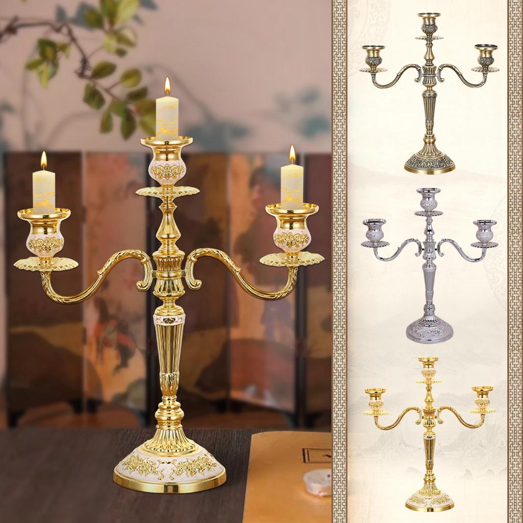 Buy 3 Arm Candlestick Candle Holder Holiday Banquet Center Decoration ...