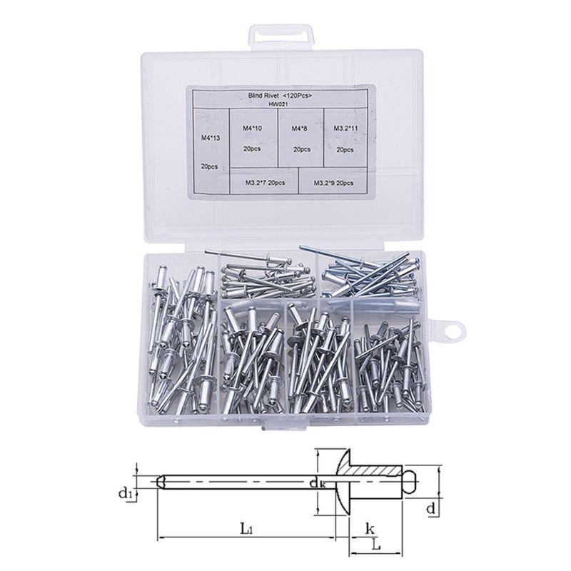 Buy 120Pcs/set Aluminium Blind Rivets Nail Decoration Pop Rivets For ...