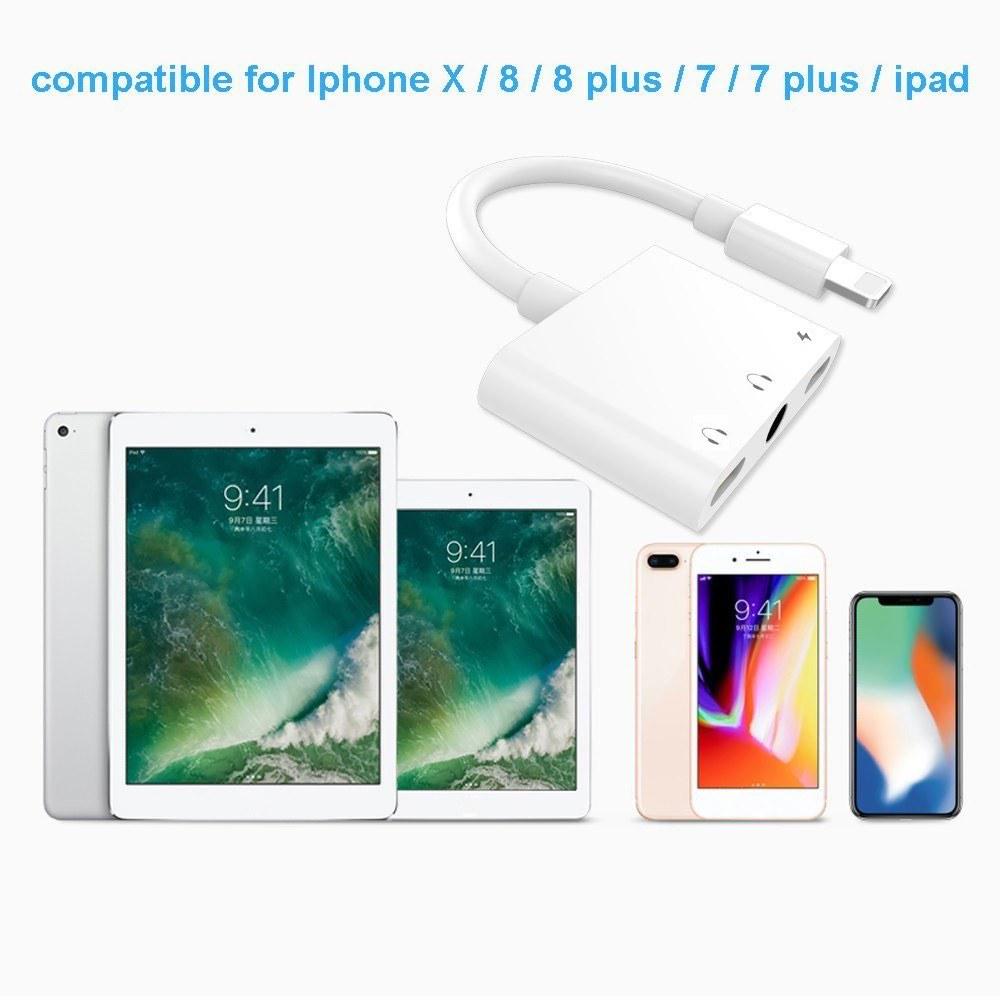 Buy Mini Dual Lightning Splitter Adapter Audio AUX Converter Charger ...