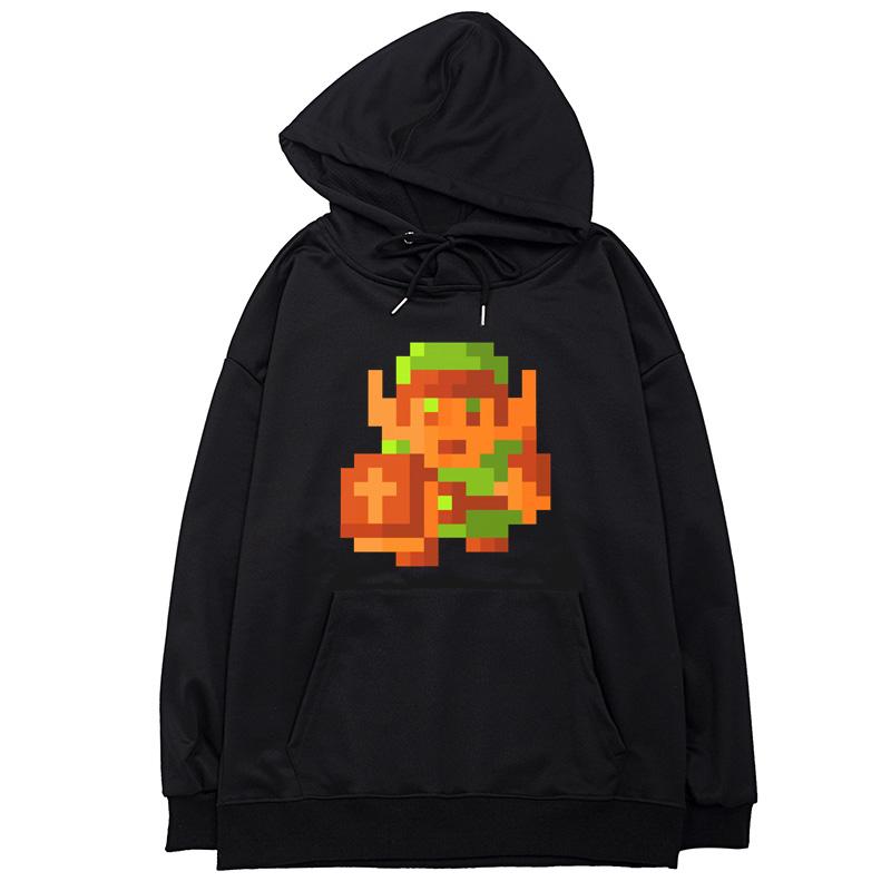 Buy Autumn 8 Bit Link Print Unisex Hoodie Drawing Pocket Pullover ...
