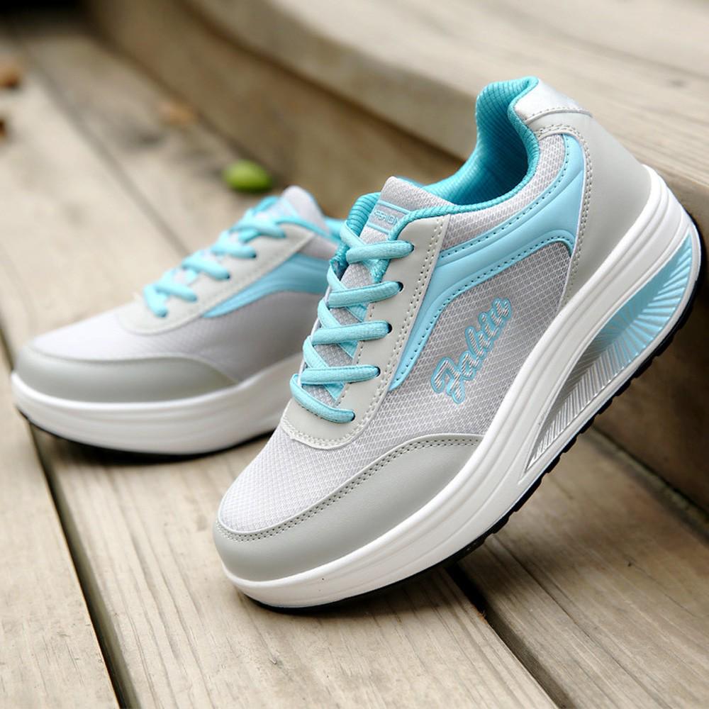 Buy Fashion Women Mesh Soft Bottom Rocking Sneakers Heightening Shoes ...