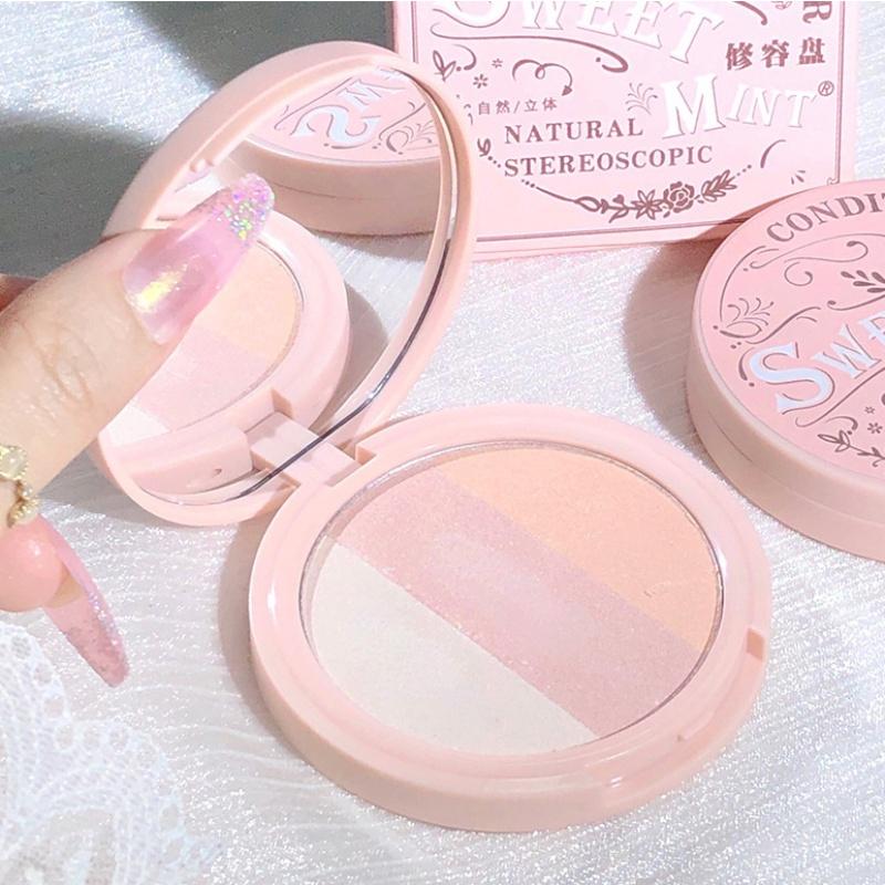 Cheap Makeup blush three-color highlighter Contouring Dish shimmer ...