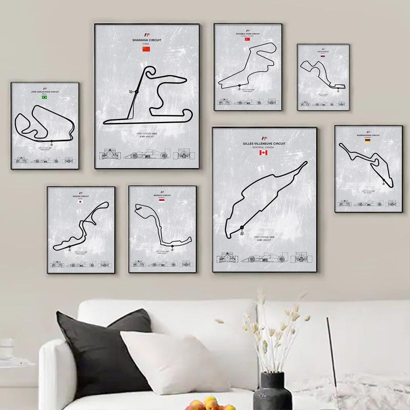 F1 Circuits Track Racing Car Super Collage Poster Wall Art Picture ...