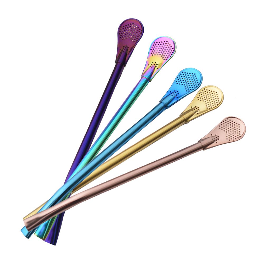 Buy Cute Tea Spoons Wine Bar Dual-purpose Stainless Steel Straws Tea ...