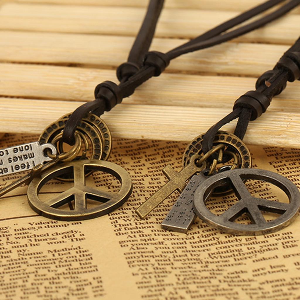 Buy Women Men Rope Chain Necklaces Peace Pattern Pendants Jewelry ...