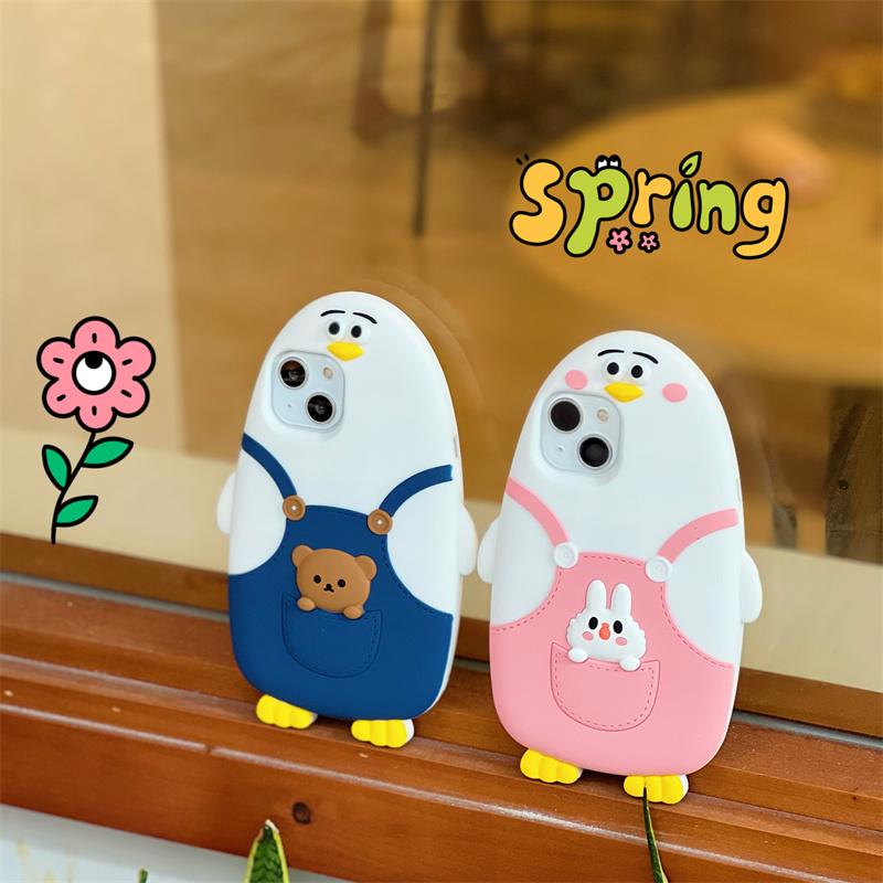 Round Cartoon Seagull 3D Soft Silicone Phone Case For iPhone 13 12 11 ...