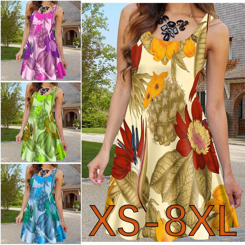 Cheap Summer Floral Printing Dress Summer Sleeveness Slim Party Dress ...