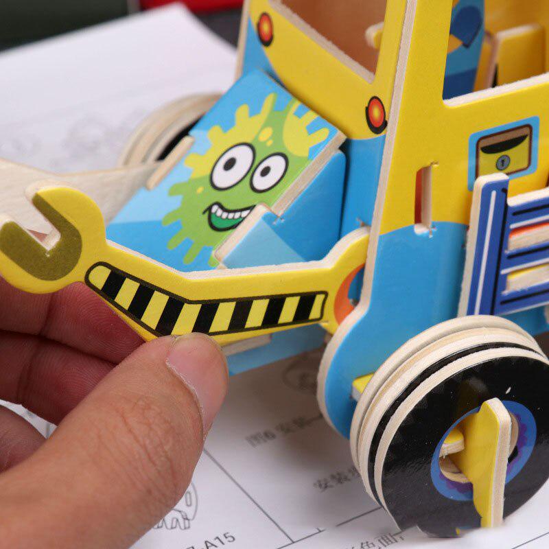 Buy 3D Assembly Toy Wooden Puzzle 3D Jigsaw Assembly for Kids Engineer ...