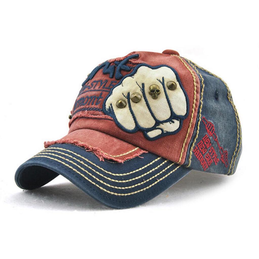 Buy Men Women Patchwork Adjustable Rivet Letters Baseball Cap at ...