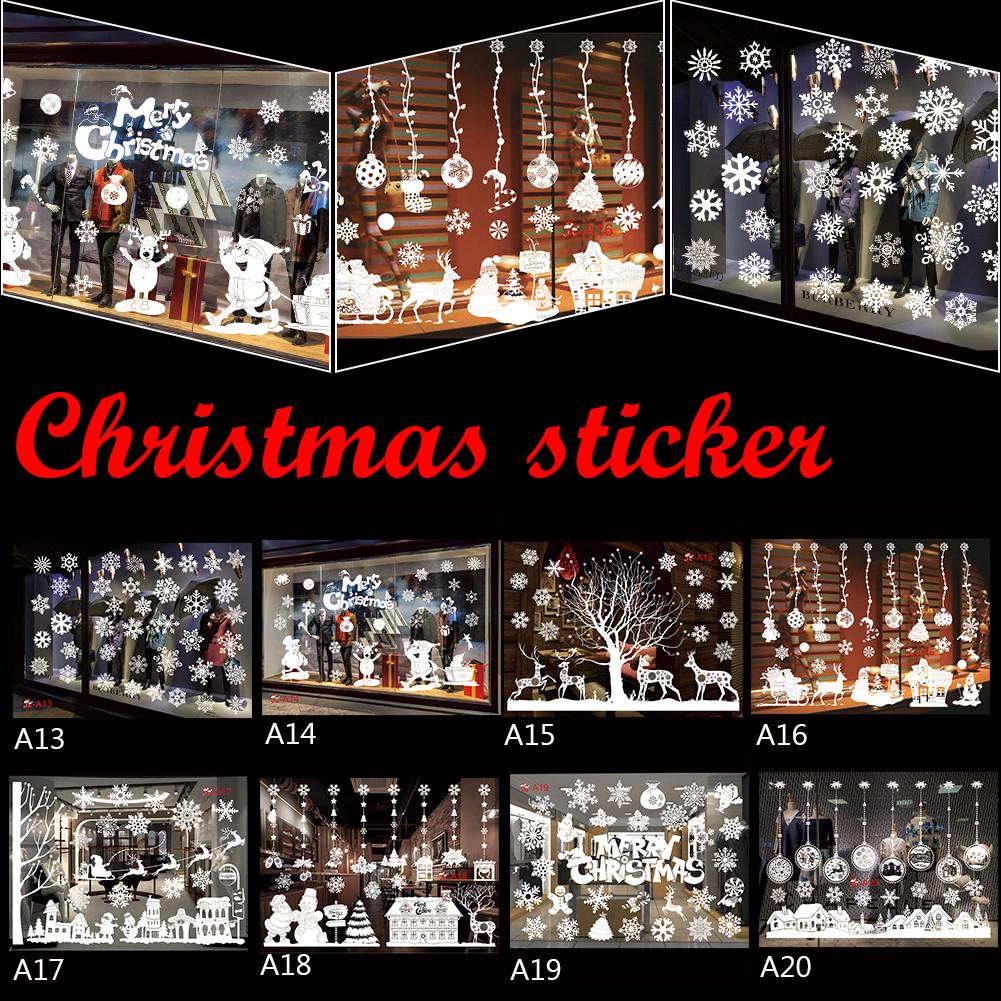 Buy White Christmas Glass Window Stickers No Glue Electrostatic ...