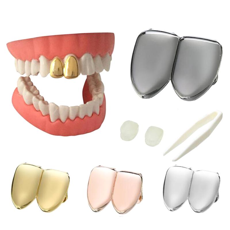 Buy Hiphop Double Teeth Top Grills Dental Mouth Punk Fake Tooth Caps ...