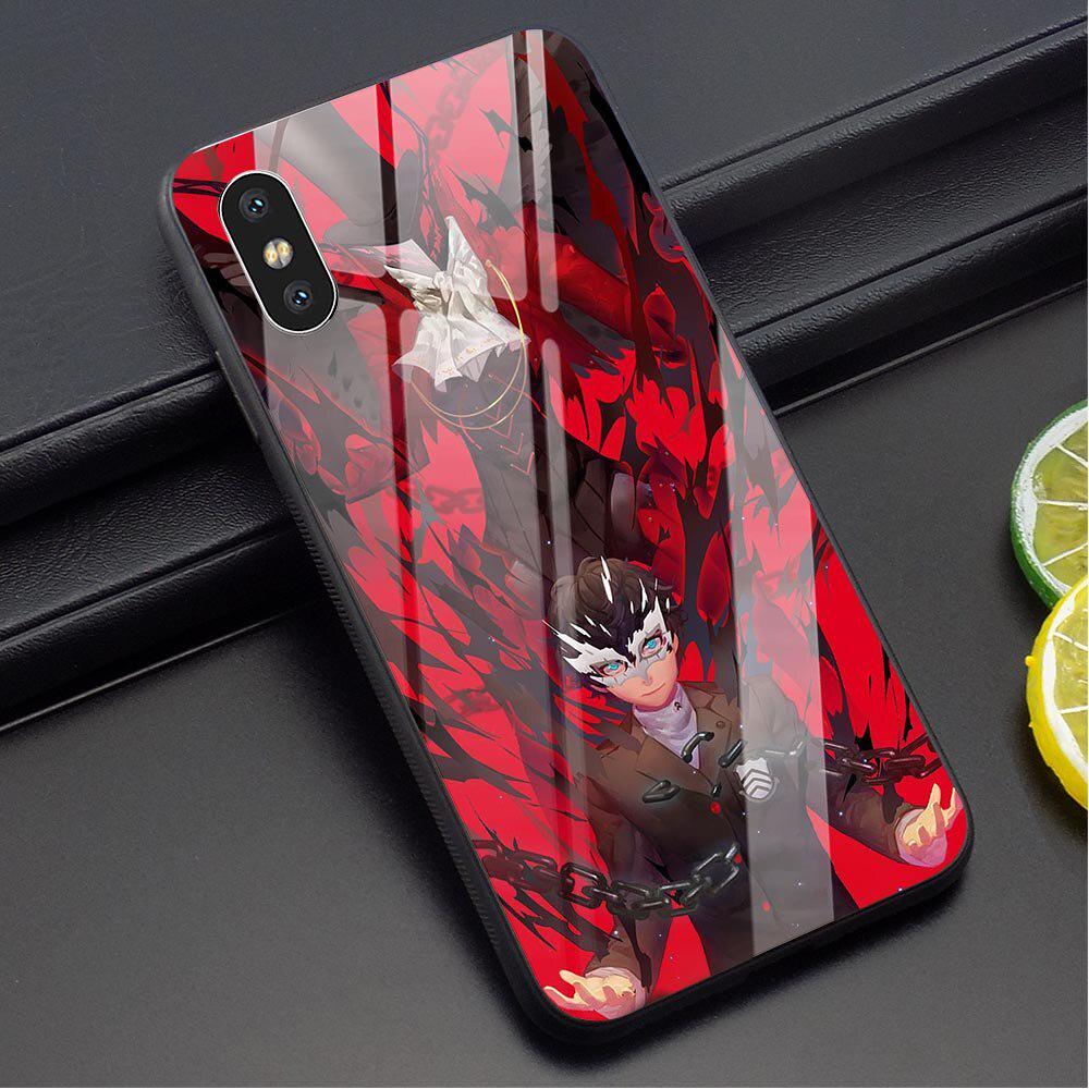 Buy P5 P Persona 5 Tempered Glass Phone Cover for iPhone 6S Case 8 XR X ...