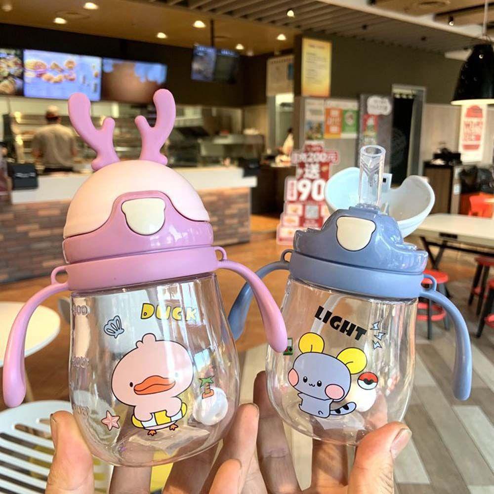 With Straw Animal Children Training Cup Baby Learning Cups Handle Water ...