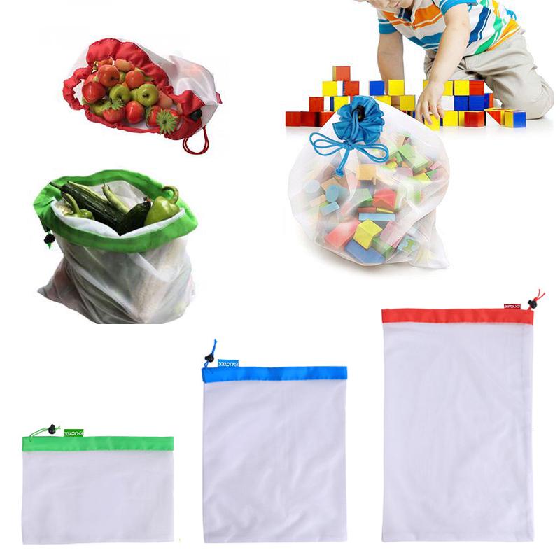 3Styles Fruit Reusable Mesh Produce Bag Shopping Grocery Toys Vegetable ...