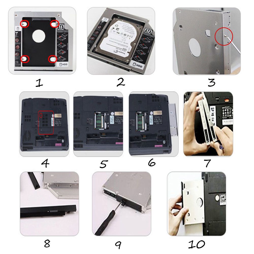 Sabit Disk HDD Caddy 9MM 9.5MM 12.7MM Sabit Sürücü Yuvaları Dizüstü ...