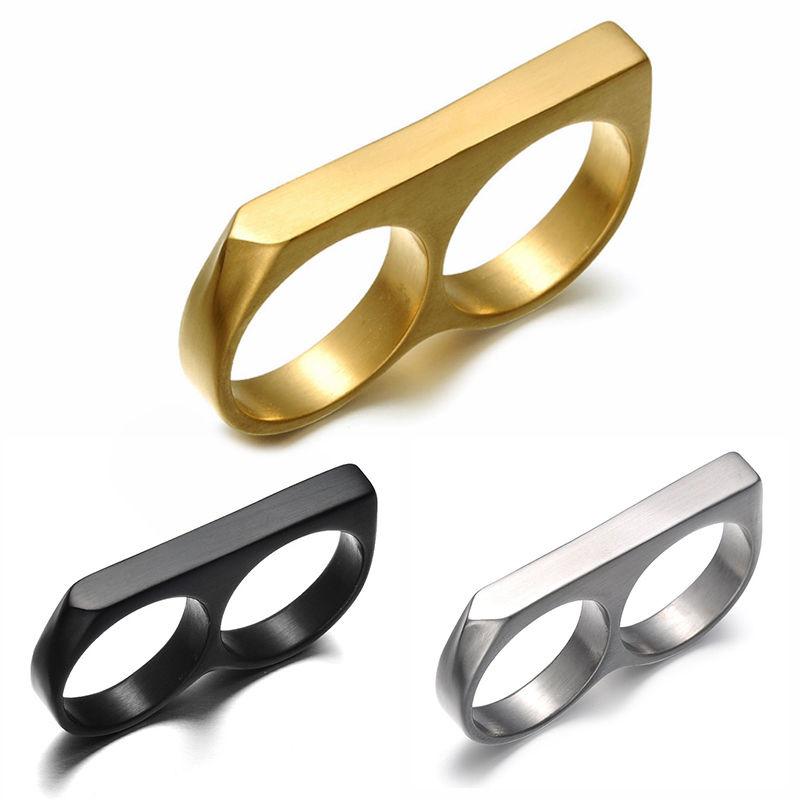 Buy Two Fingers Ring Double Ring Band Hip Hop Style Men's Rapper at ...