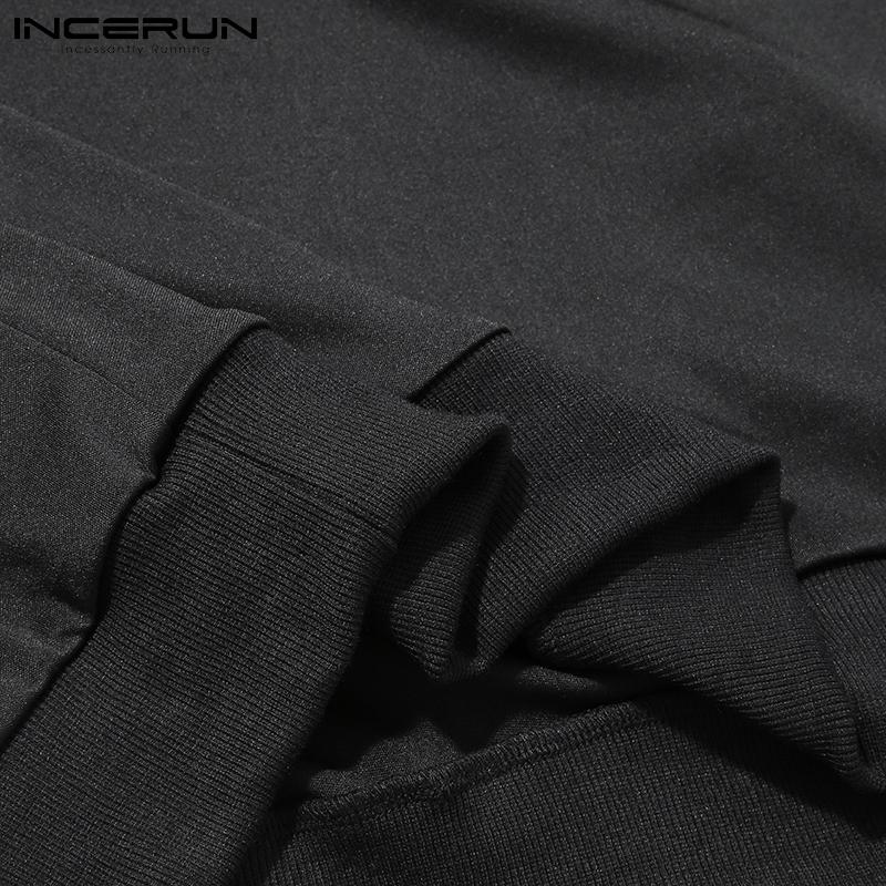 Satın alın INCERUN Spring Autumn Mens Loose Solid Color Hooded Tops | Joom