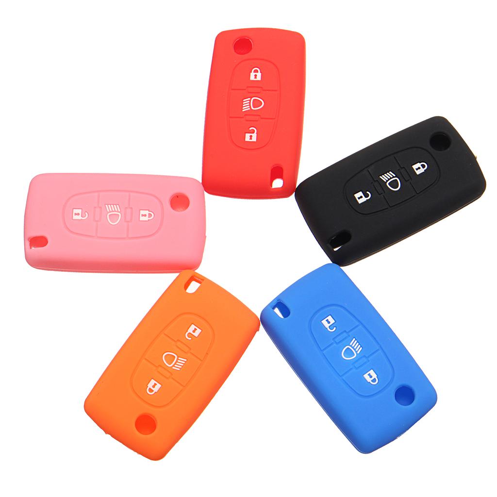 3 Buttons Silicone Flip Car Remote Key Cover Case Fob Soft Durable 5 ...