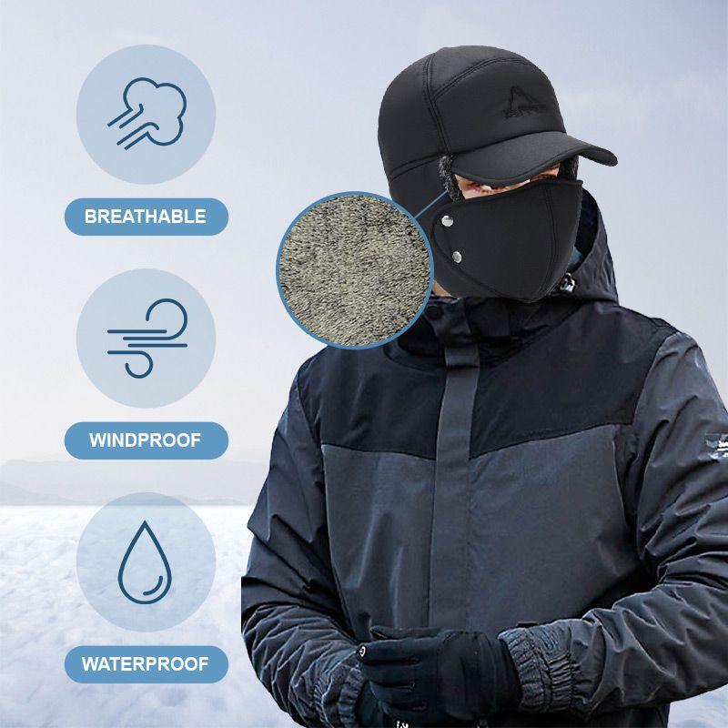 Cheap Fleece Lined Warm Cap 3 in 1 Winter Trapper Bomber Hat with Ear ...