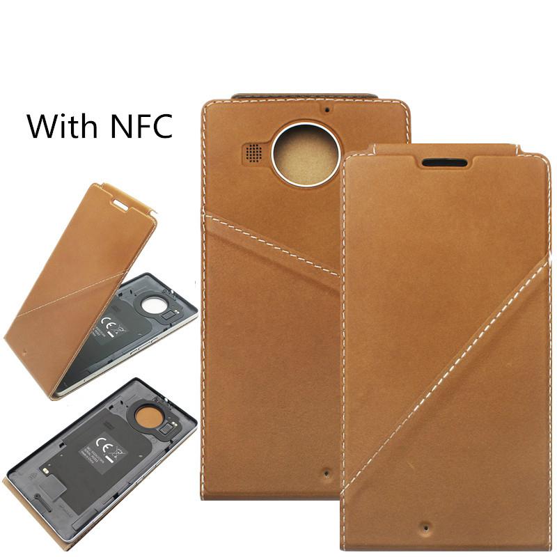 Genuine Leather Flip Case Cover for Microsoft Nokia lumia 950XL Back ...