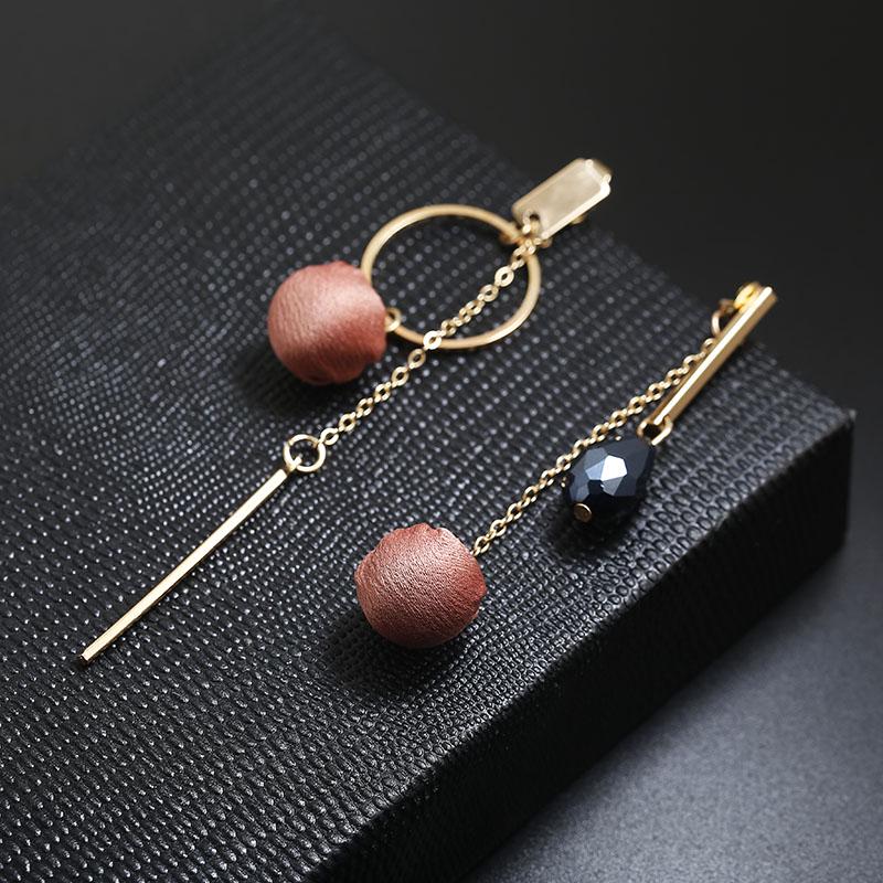 Korean version of the long slope geometry asymmetrical earrings new ...