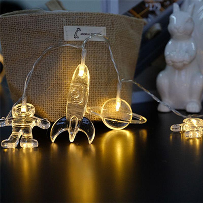 Buy Spaceman Rocket Cosmos String Light Warm Colorful LED for Baby Room ...