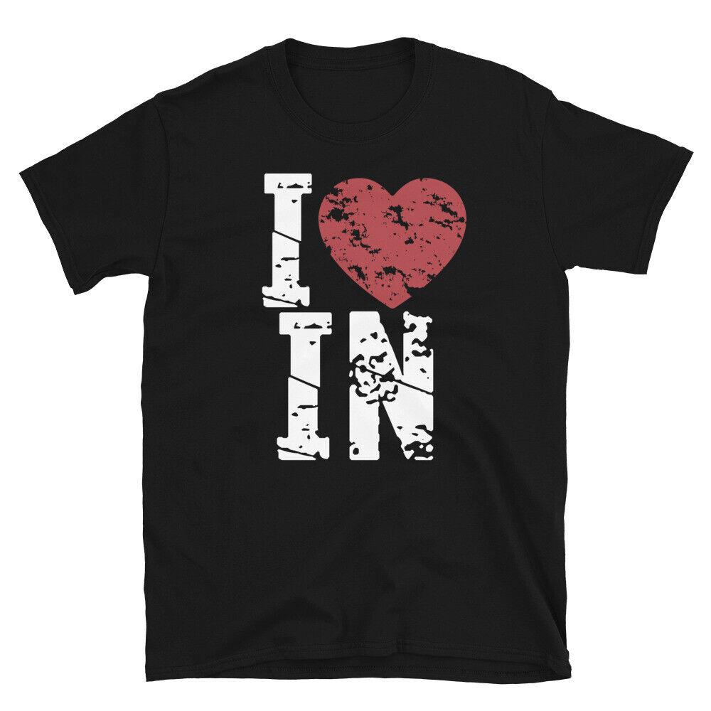 I Love In State Of Indiana Design Unisex T Shirt Retro Clothes Black ...