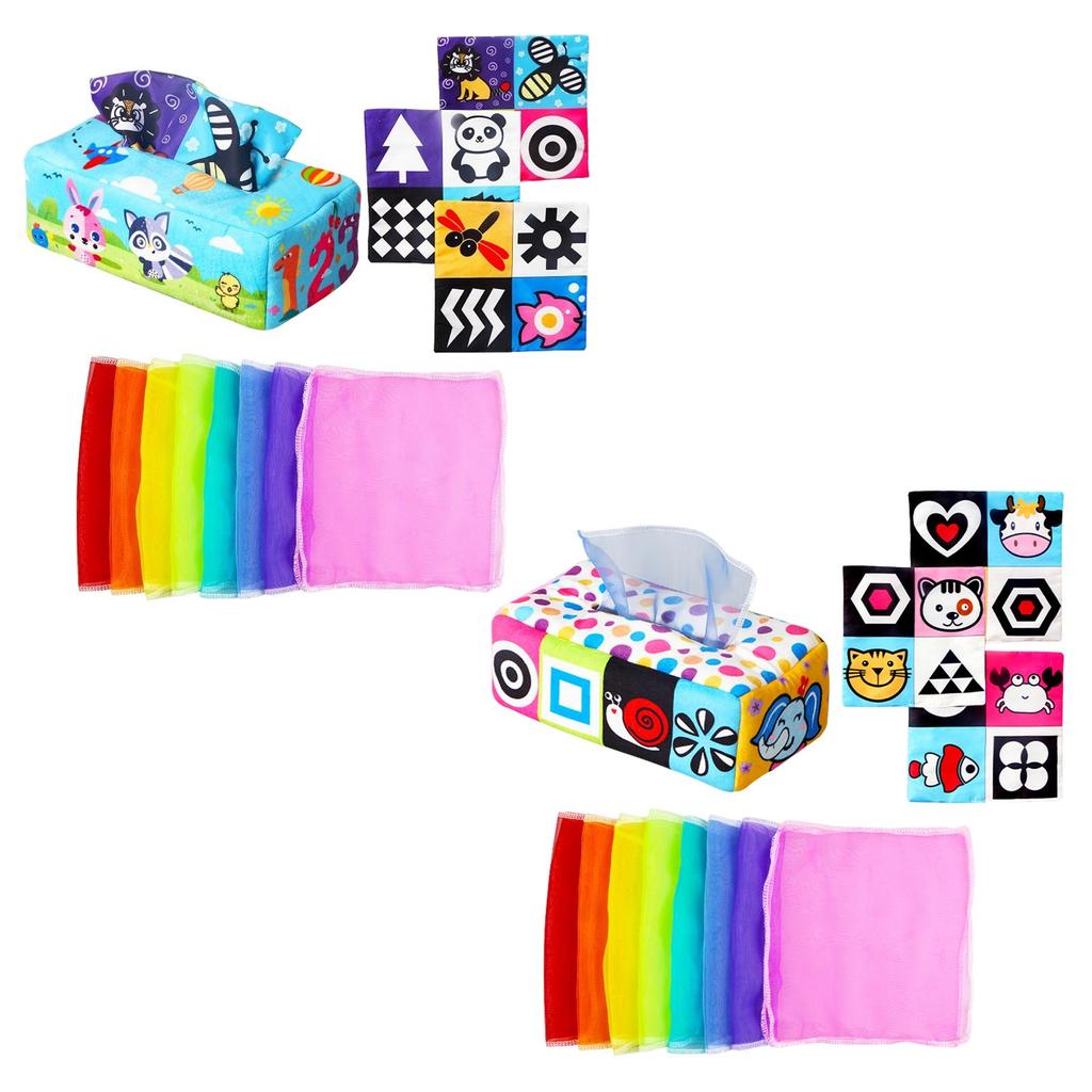 Reusable Sensory Baby Tissue Box - Soft Stuffed Square Sensory Toys ...