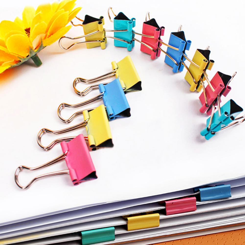 Buy 10pcs Colorful Metal Binder Clips Notes Letter Paper Clip Office ...
