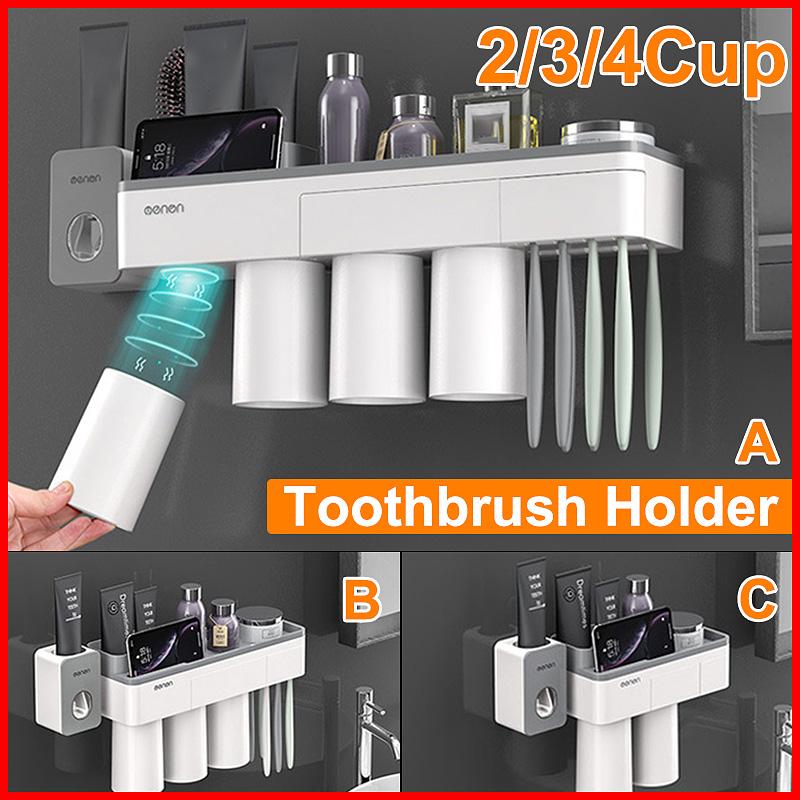 Buy Wall-mounted Toothbrush Holder With Toothpaste Dispenser Punch-free ...