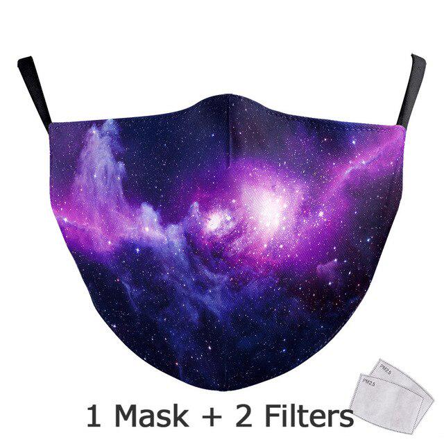 Starry Cute Cat Pattern Printed Protective Face Fabric Masks PM 2.5 ...